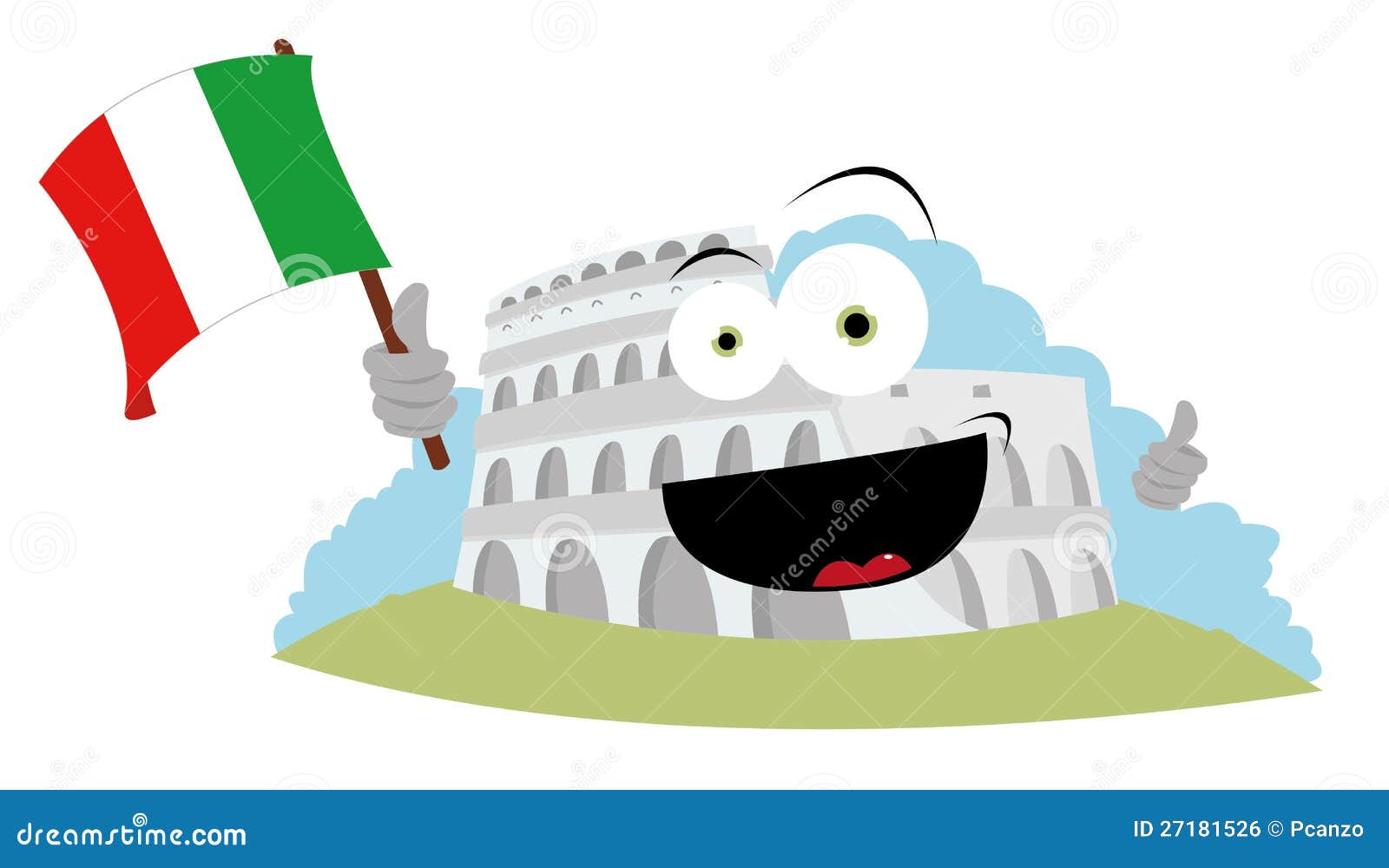Funny Colosseum Holding an Italian Flag Stock Vector - Illustration of ...