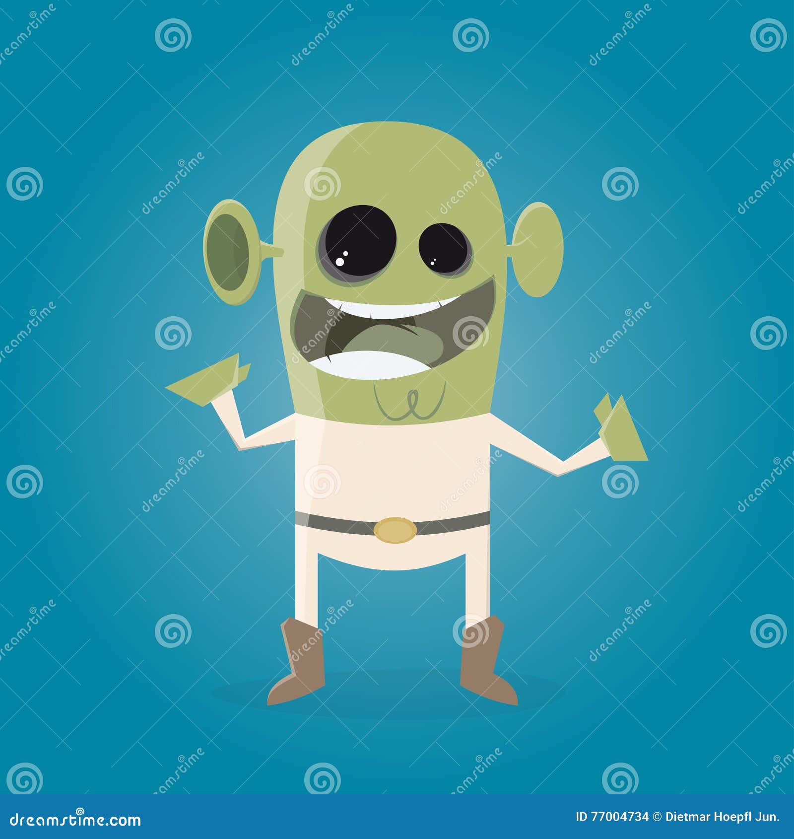Funny comic alien stock vector. Illustration of happy - 77004734
