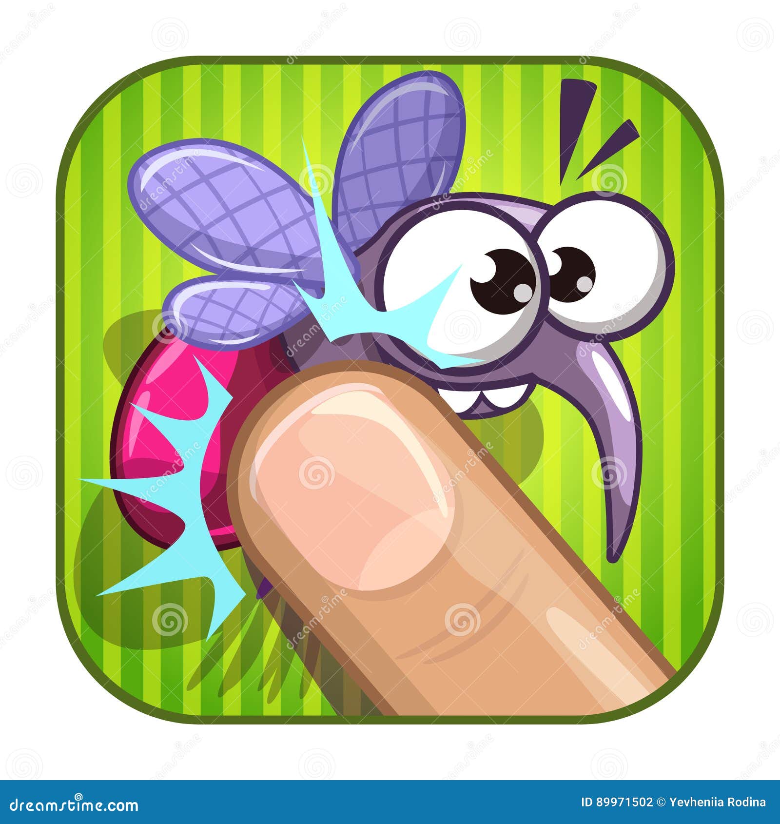Funny Comic App Icon with Squashed Mosquito. Stock Vector ...