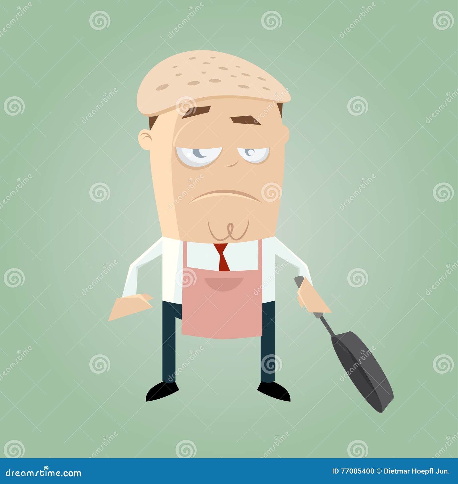Funny Comic Man with a Pancake on His Head Stock Vector - Illustration ...