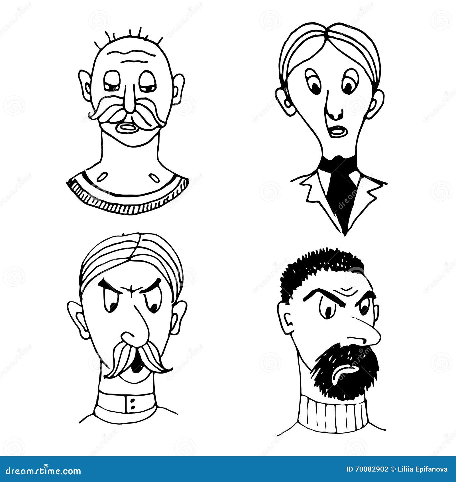 Funny Comic Portraits of People Illustration Stock Vector ...