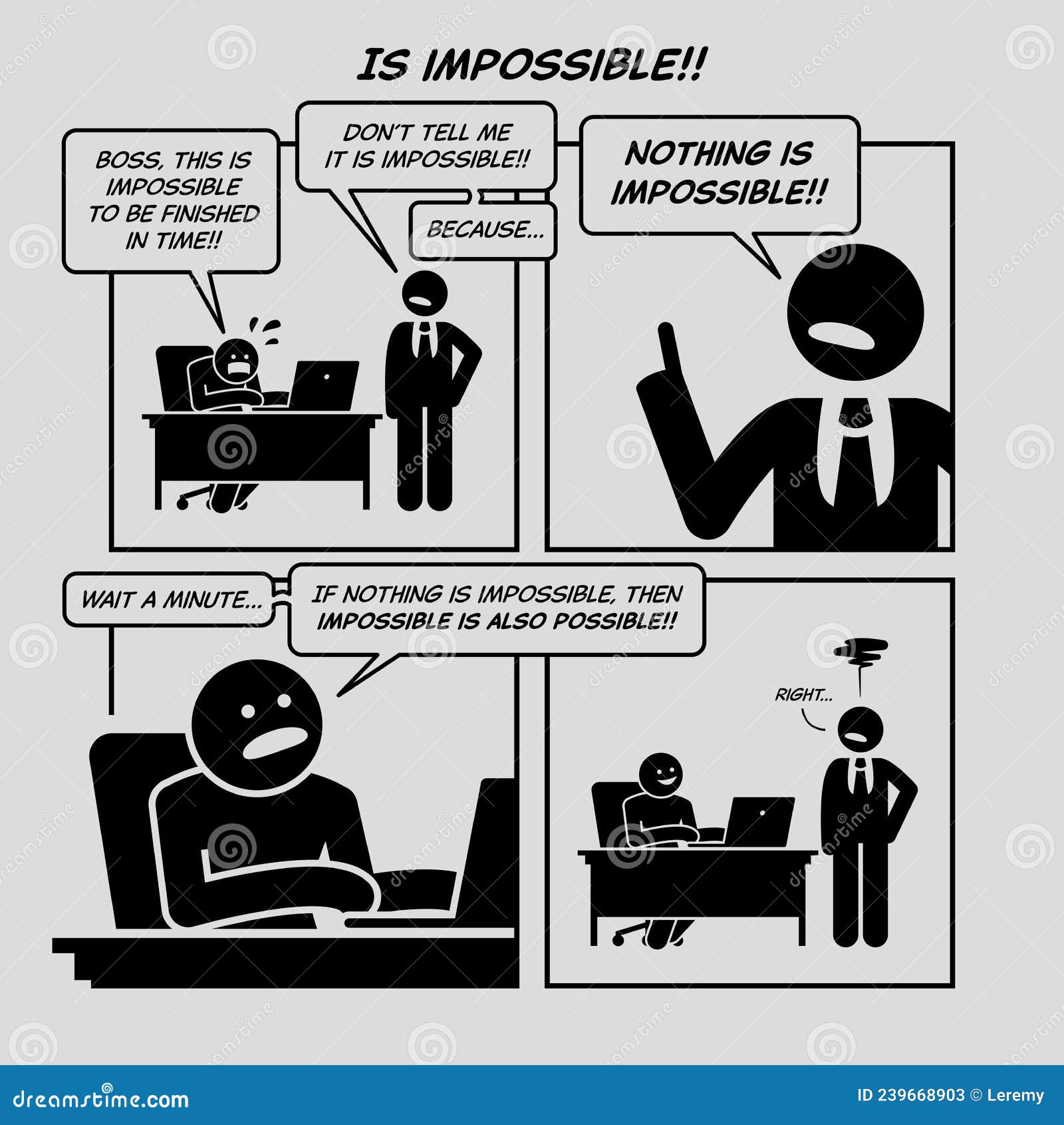 Funny Comic Strip. is Impossible. Stock Illustration - Illustration of ...