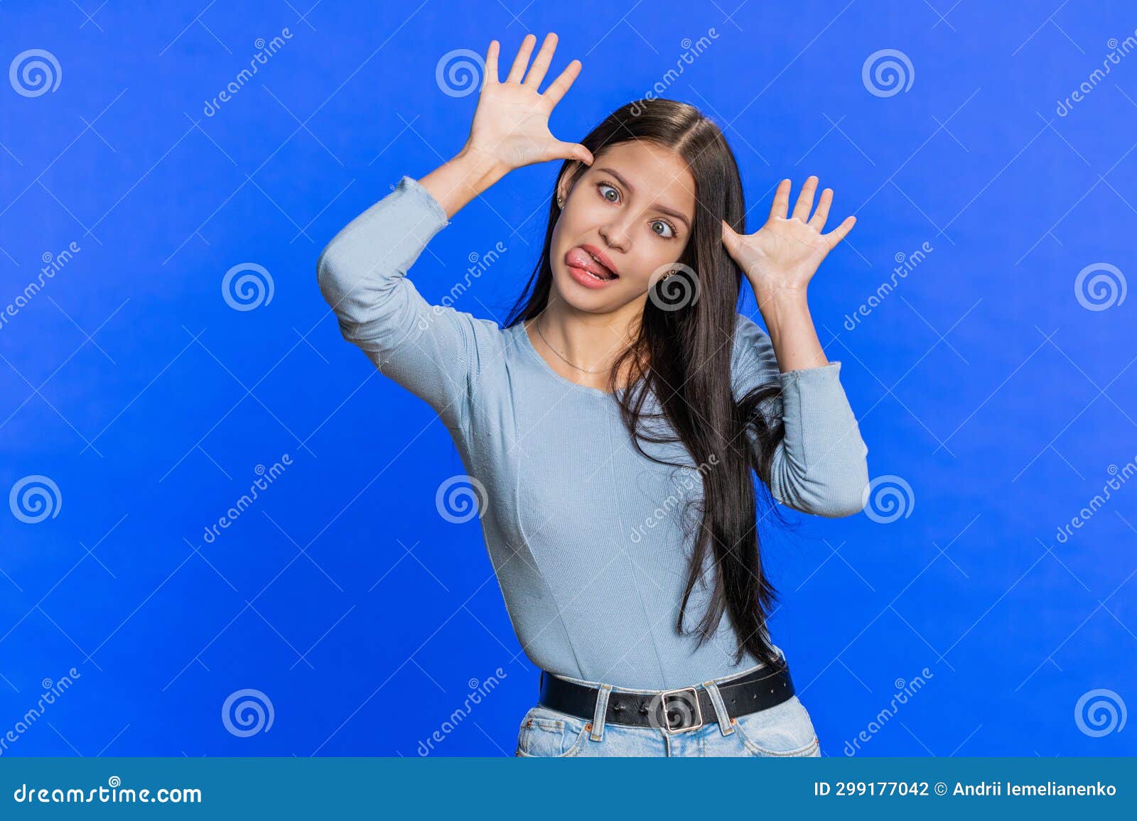 Funny Comical Woman Making Silly Facial Expressions And Grimacing