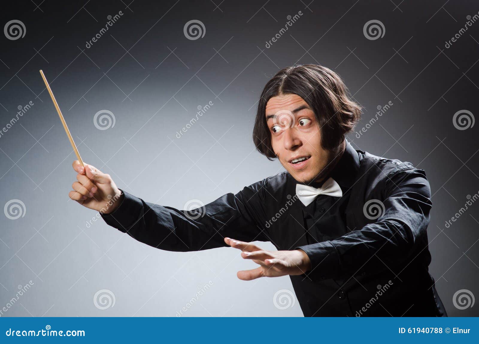 The Funny Conductor in Musical Concept Stock Photo - Image of black ...