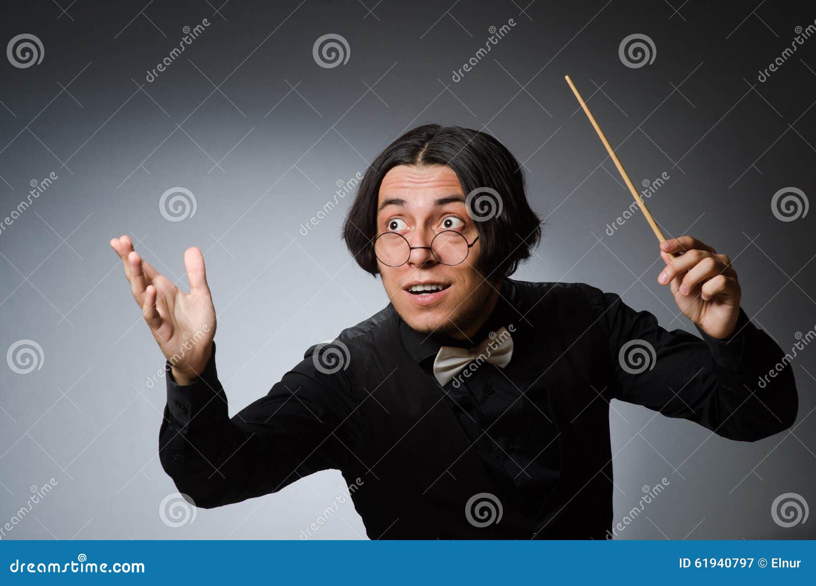 The Funny Conductor in Musical Concept Stock Image - Image of closeup ...