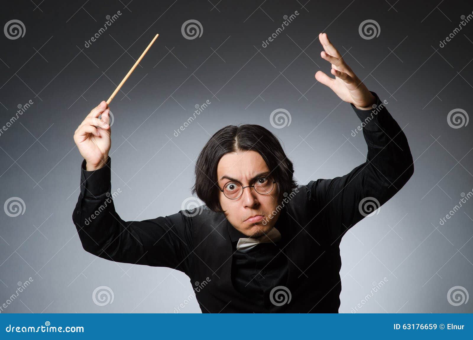 The Funny Conductor in Musical Concept Stock Image - Image of classical ...