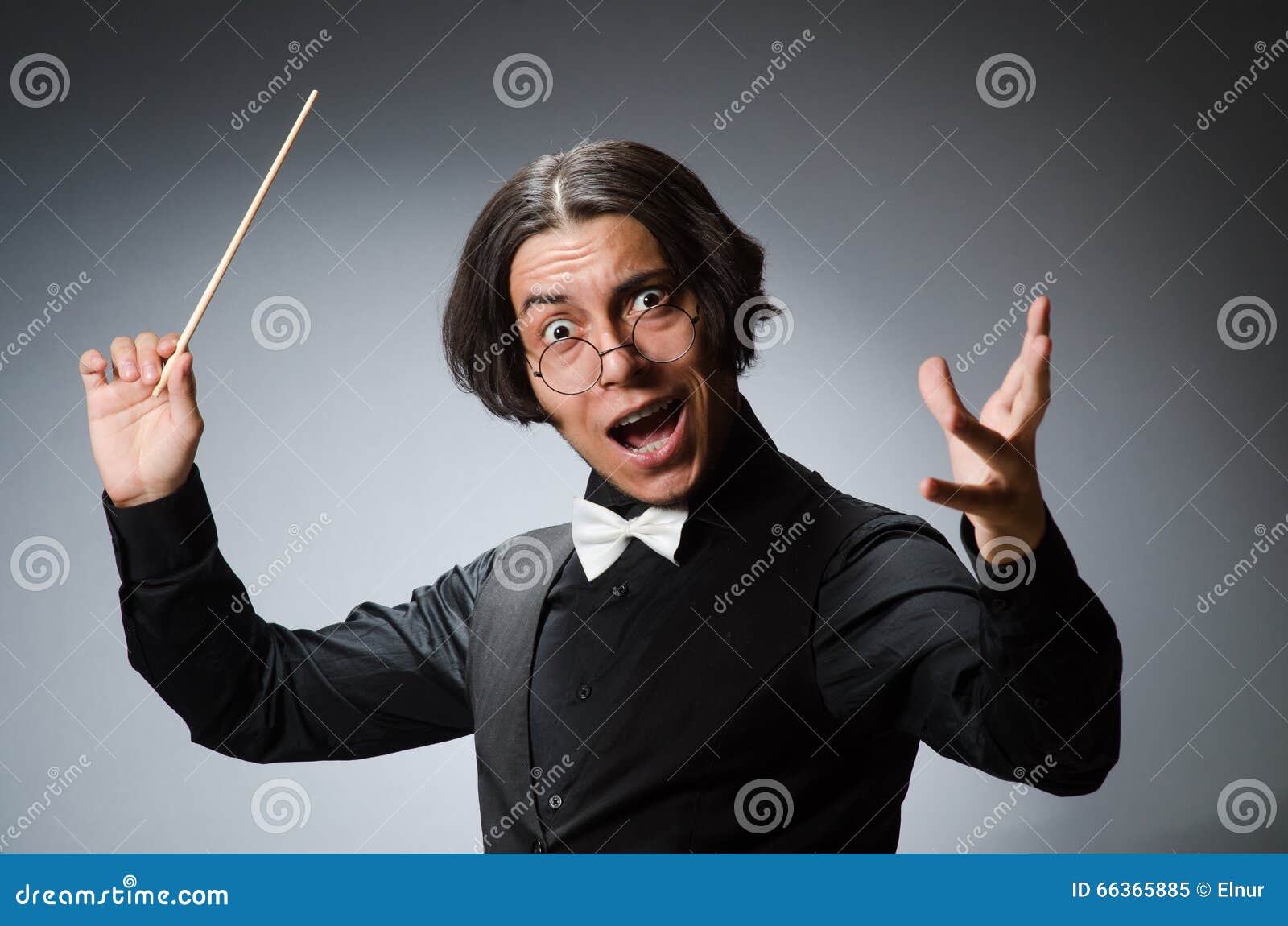 The Funny Conductor in Musical Concept Stock Image - Image of ...
