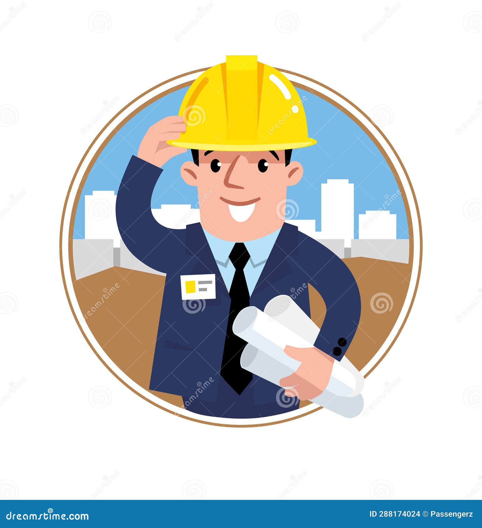 Funny Construction Engineer or Architect. Emblem Stock Vector ...