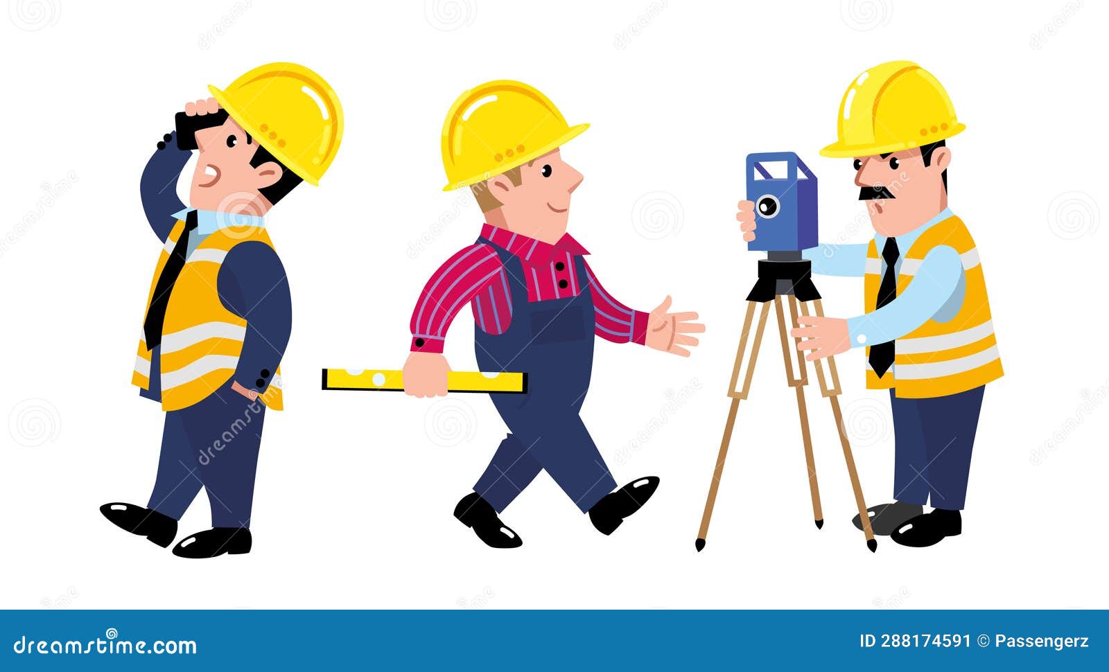 Funny Construction Engineer, Worker and Architect Stock Vector ...