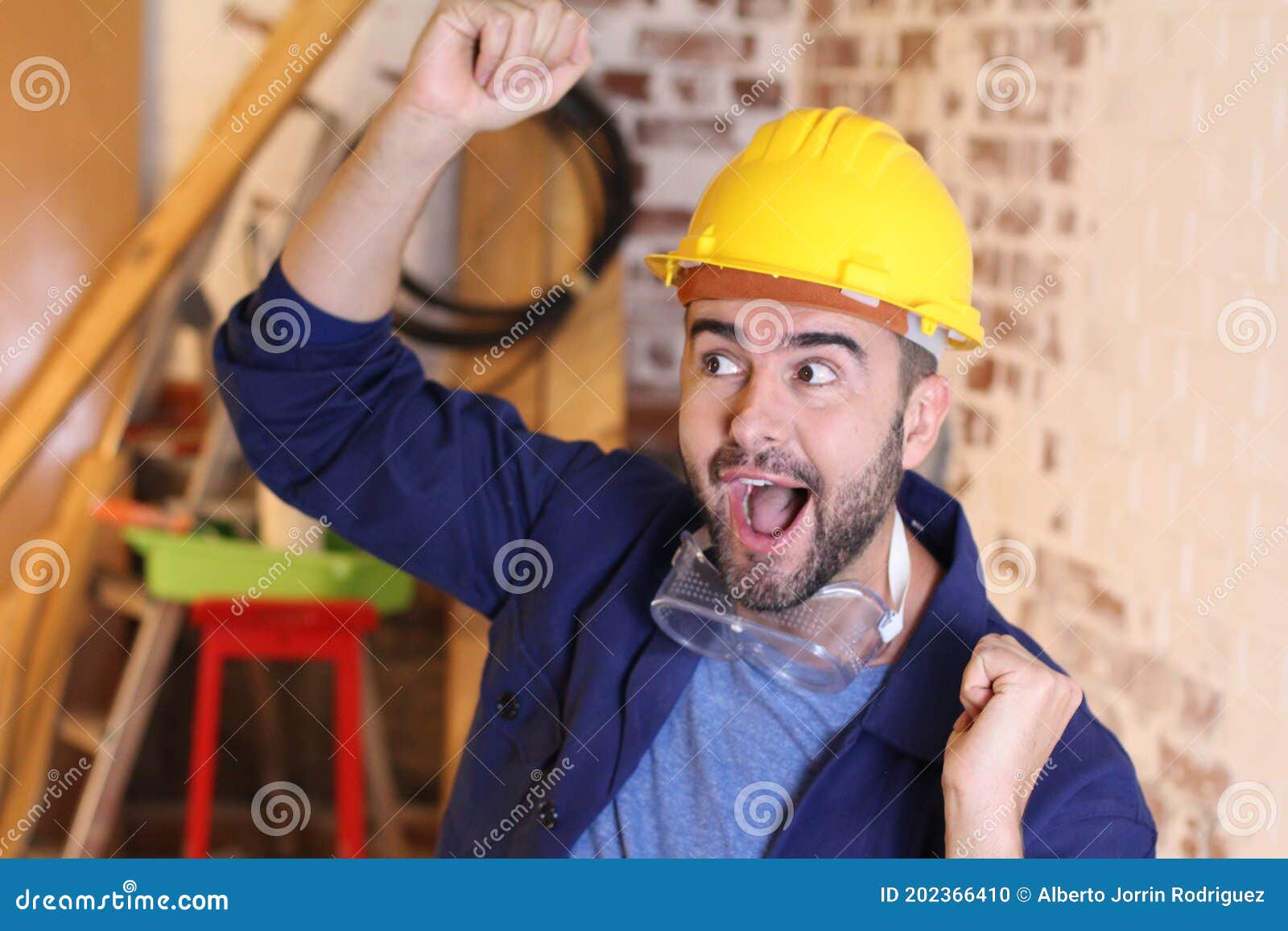A Funny Construction Worker Dancing Stock Photo - Image of lifestyle ...