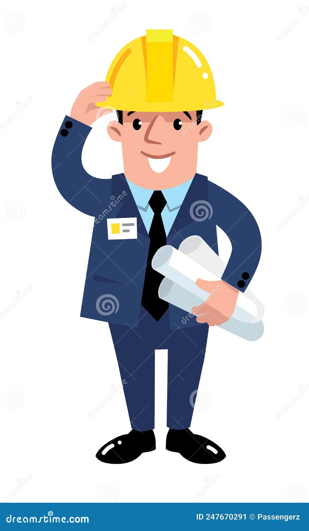 Funny Construction Worker, Engineer or Architect Stock Vector ...