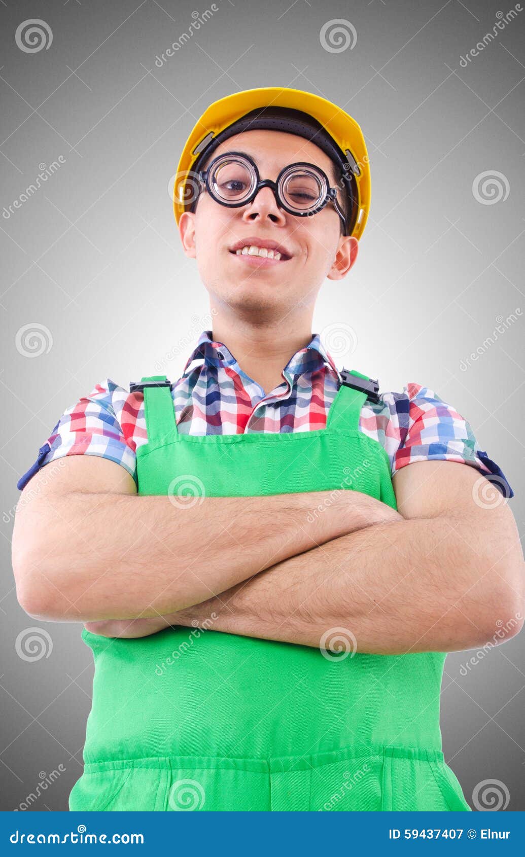 Funny Construction Worker Isolated on White Stock Image - Image of ...