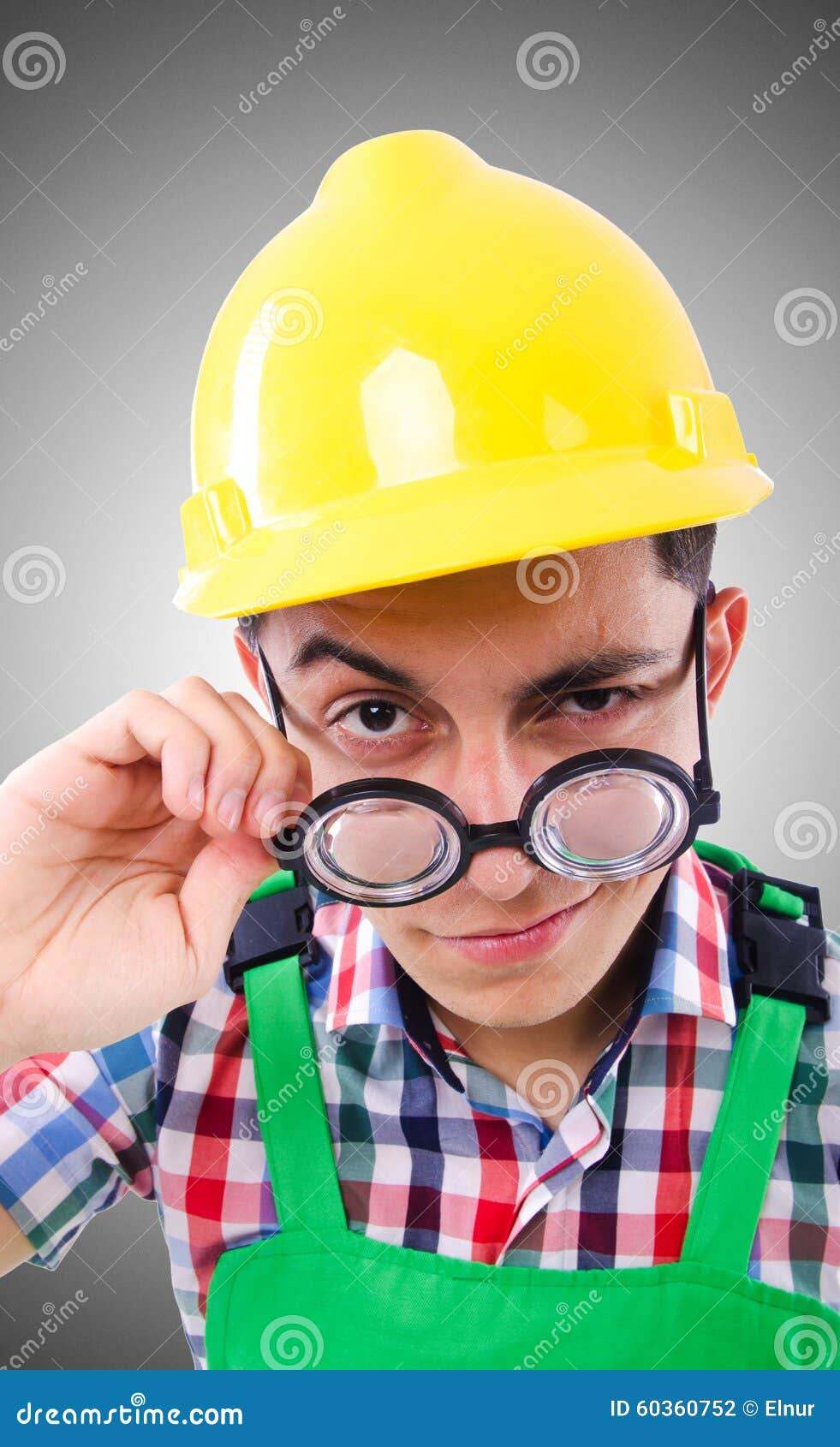 Funny Construction Worker Isolated on White Stock Photo - Image of ...