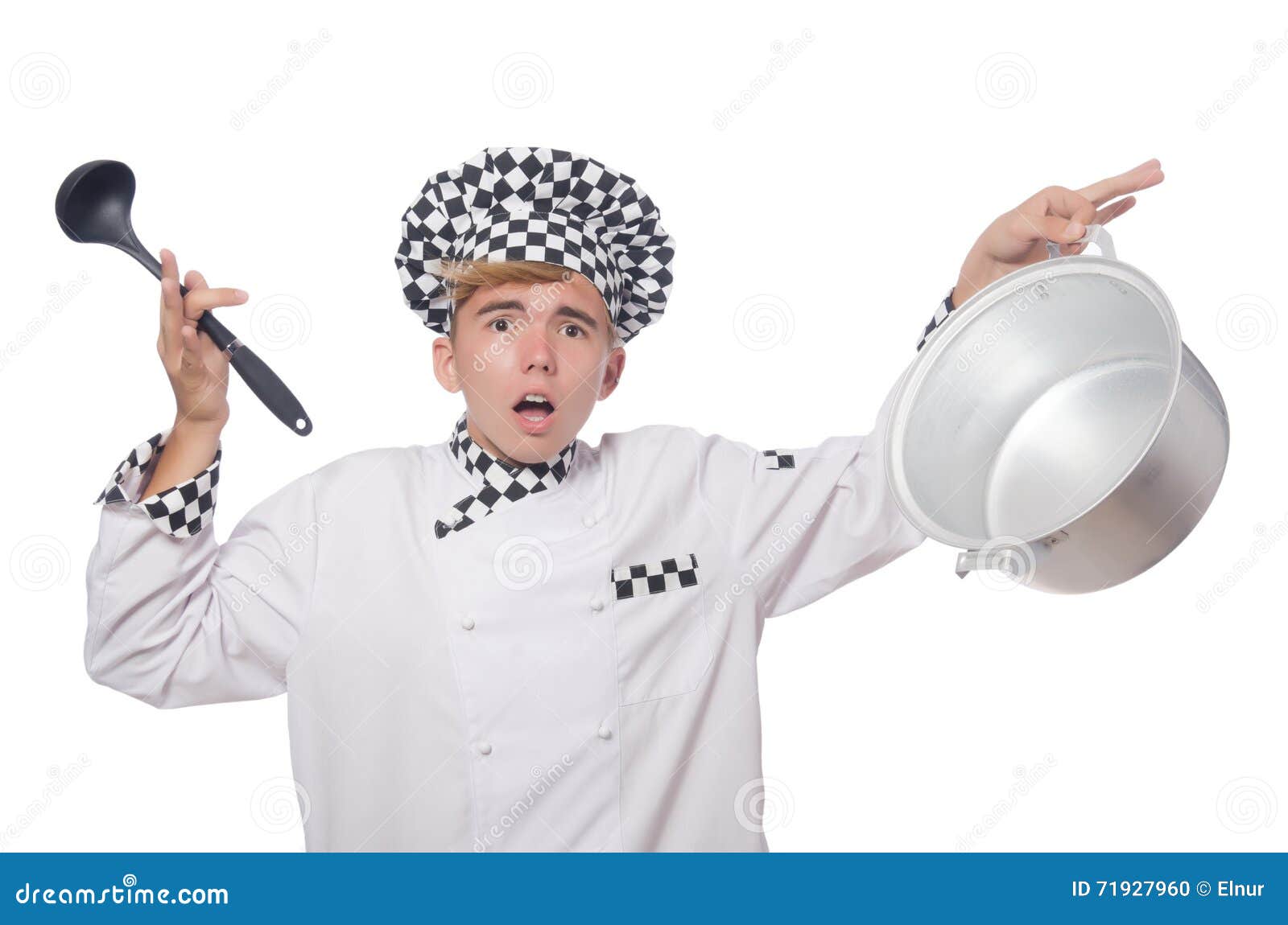 The Funny Cook Isolated on White Stock Photo - Image of caught, fearful ...
