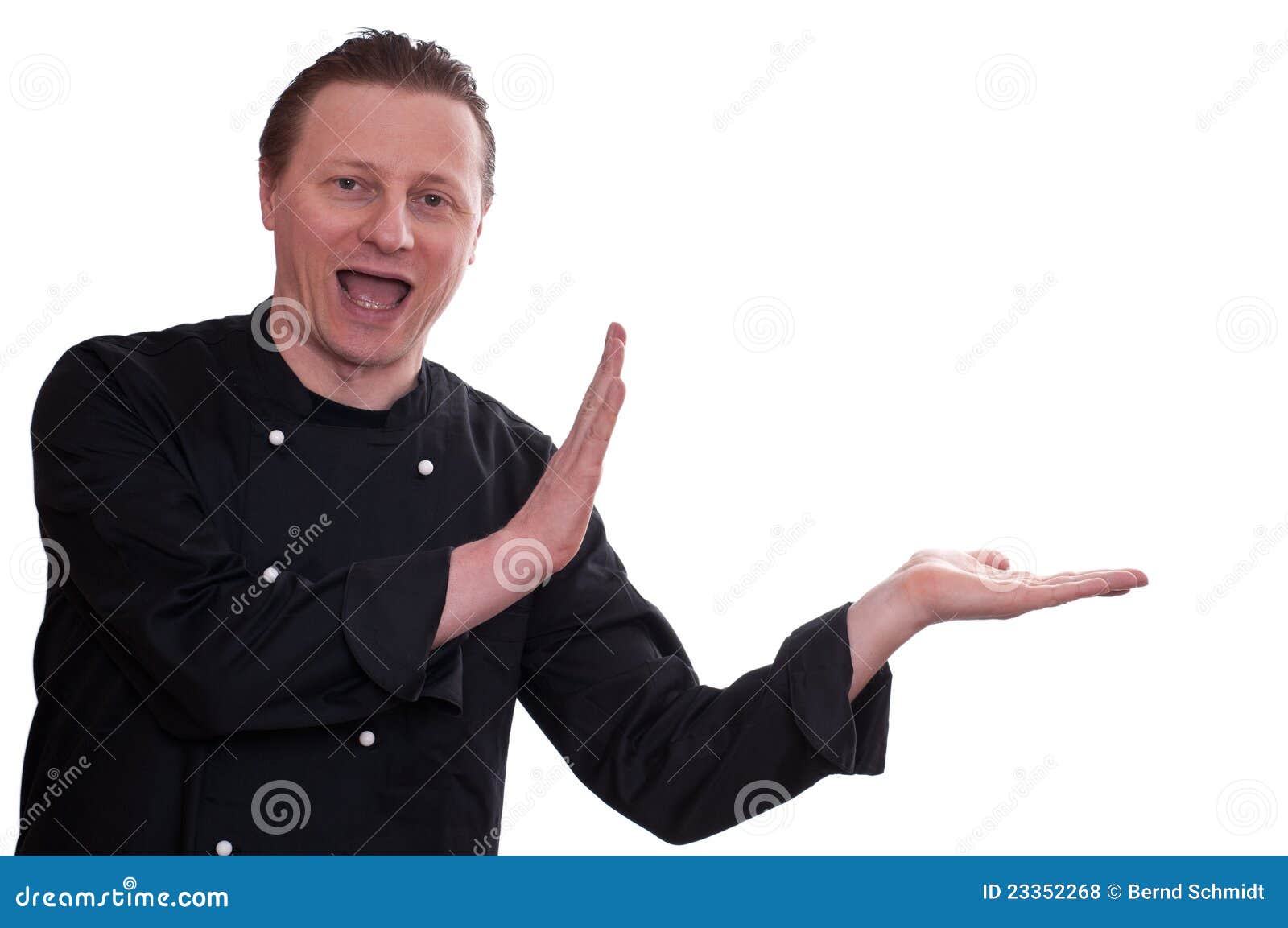 Funny Cook is Laughing and is Holding His Hands Stock Photo - Image of ...