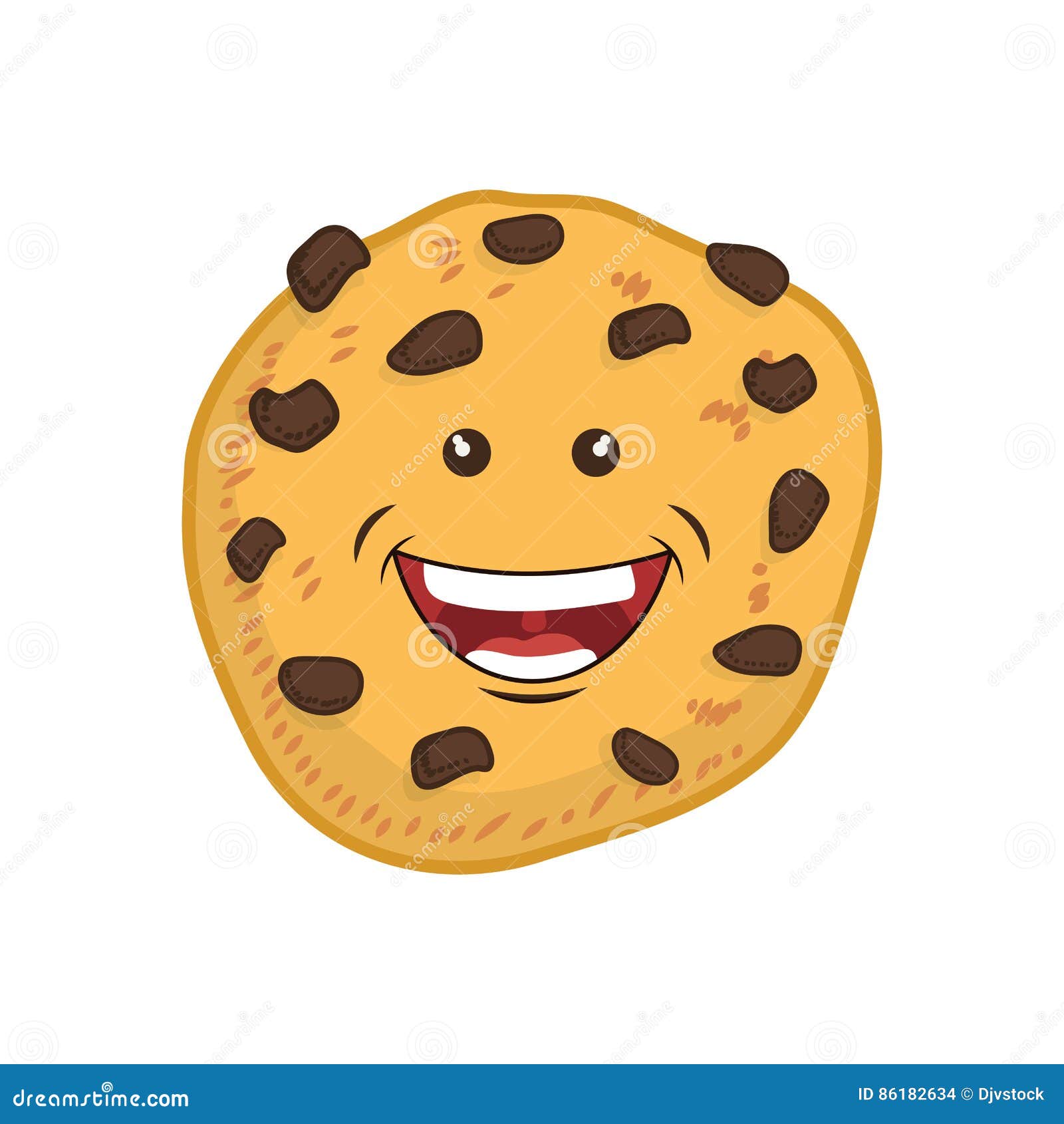 Funny cookie cartoon stock illustration. Illustration of happy - 86182634
