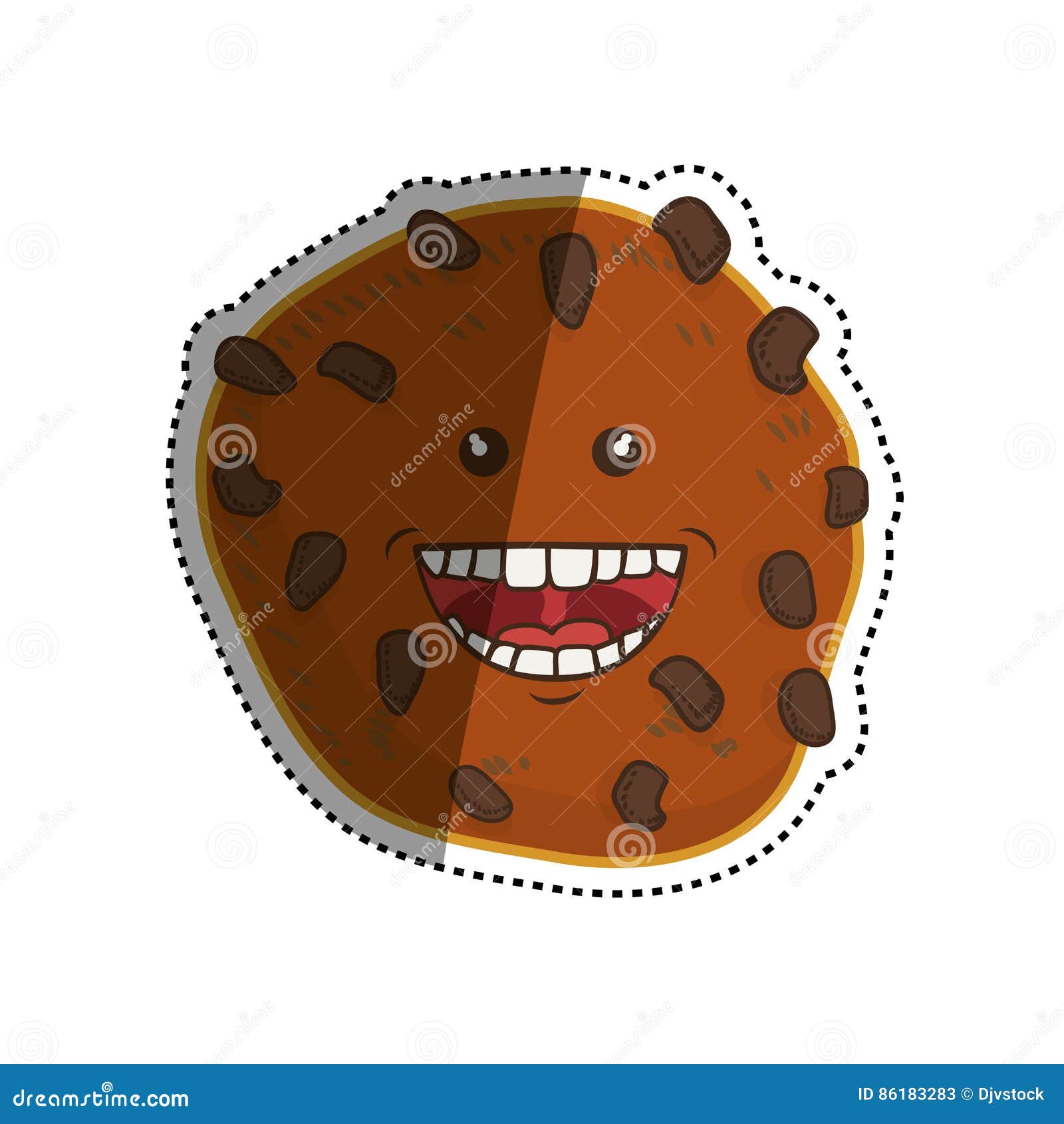 Funny cookie cartoon stock illustration. Illustration of funny - 86183283