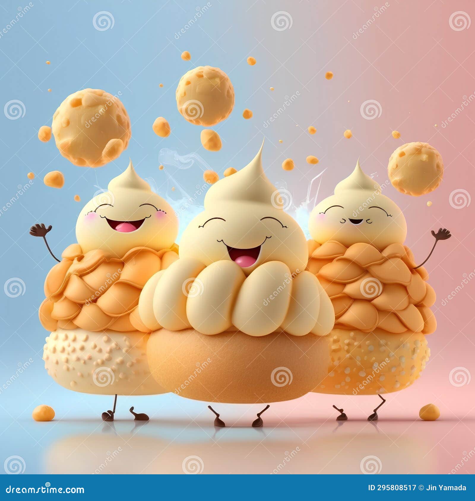 Funny Cookies with Smiley Faces, 3d Render Illustration. Stock ...