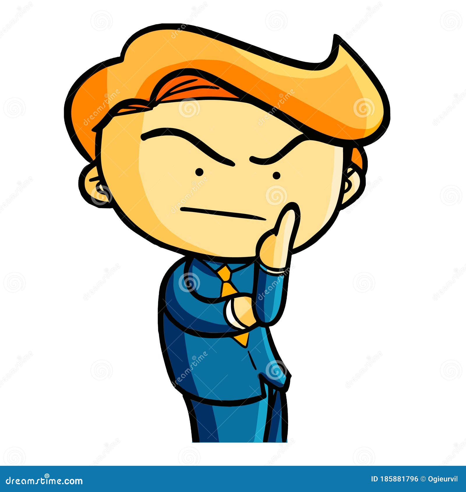 Funny and Cool Businessman in Thinking Pose Stock Vector - Illustration ...