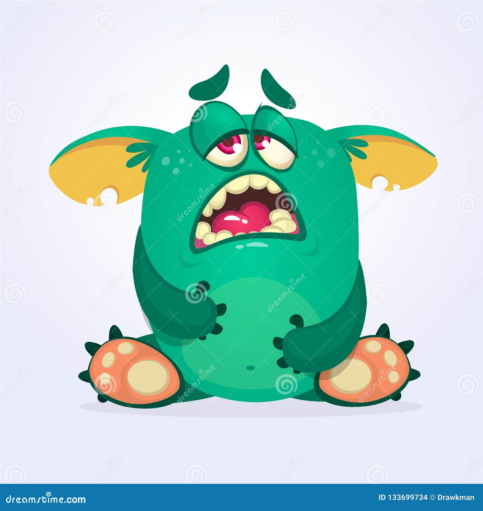 Funny Cool Cartoon Monster Waving Stock Vector - Illustration of ...
