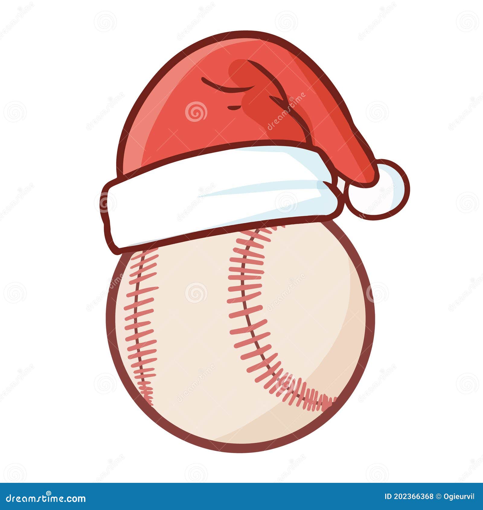Funny, Cool, and Cute Softball Wearing Santa`s Hat Stock Vector ...