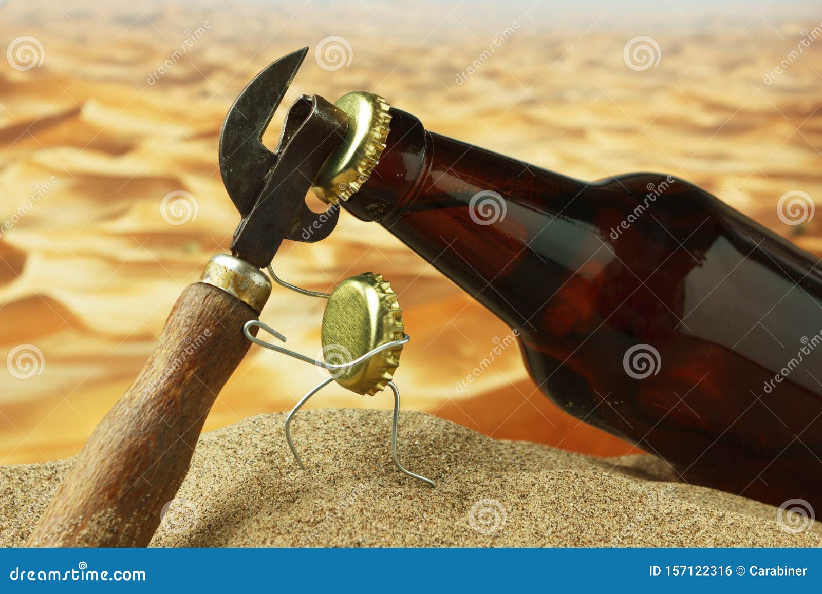 Funny Bottle Cork on a Sandy Beach Stock Photo - Image of desert, plug ...