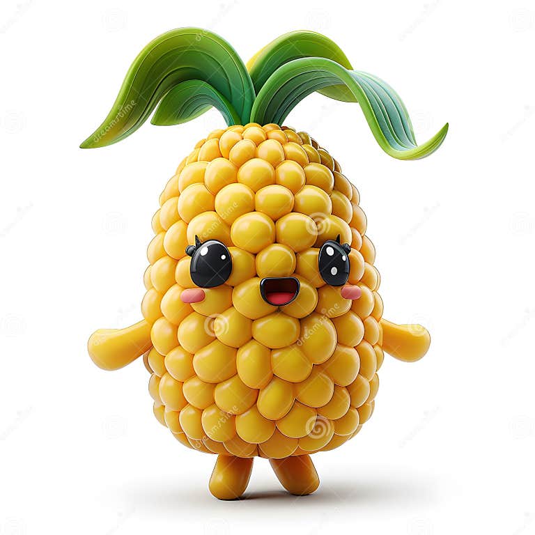 Funny Corn on a White Background. 3d Corn Character. Stock Illustration ...