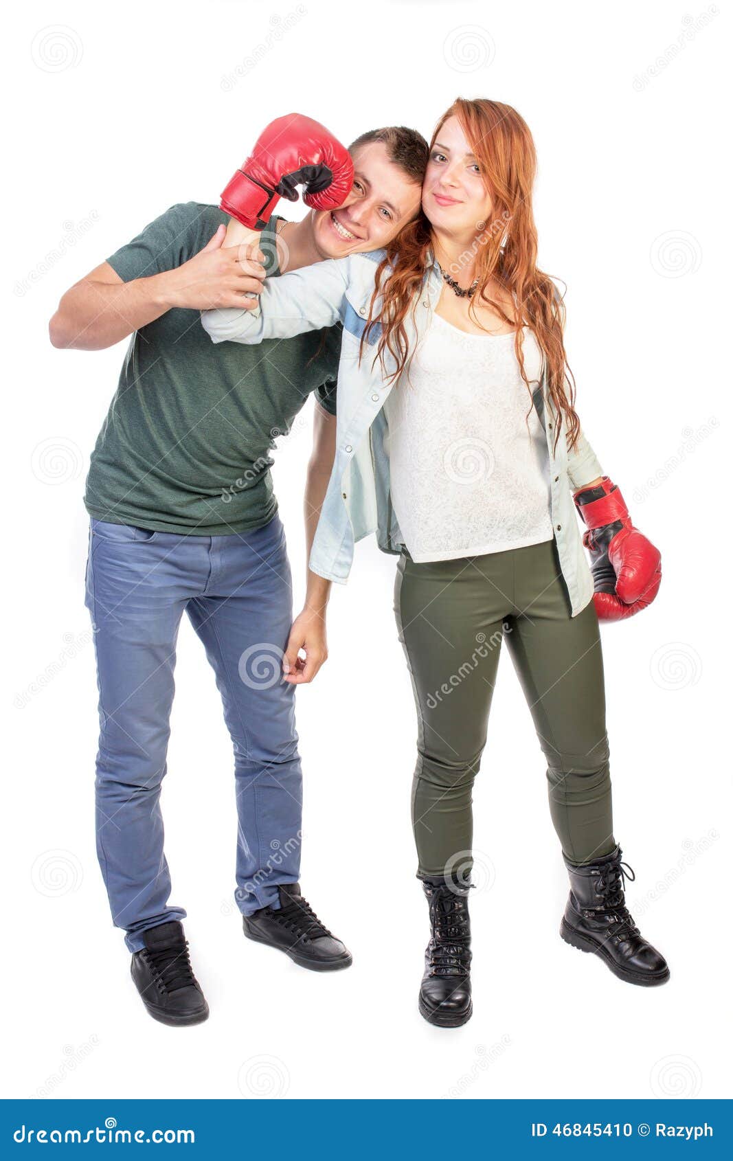 Funny couple boxing stock photo. Image of boxing, closeup - 46845410