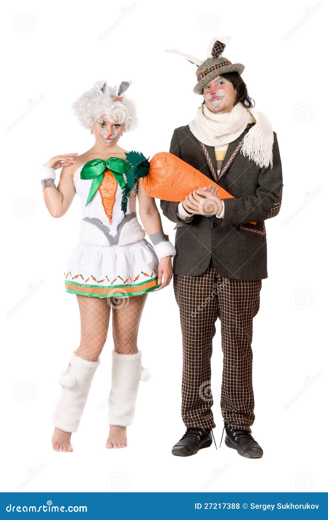 Funny Couple Dressed As Rabbits Stock Photo - Image of isolated ...