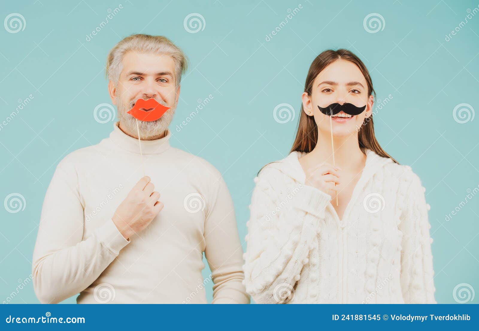 Funny Couple Face with Lips Moustache, Mr and Mrs Concept. Stock Image ...