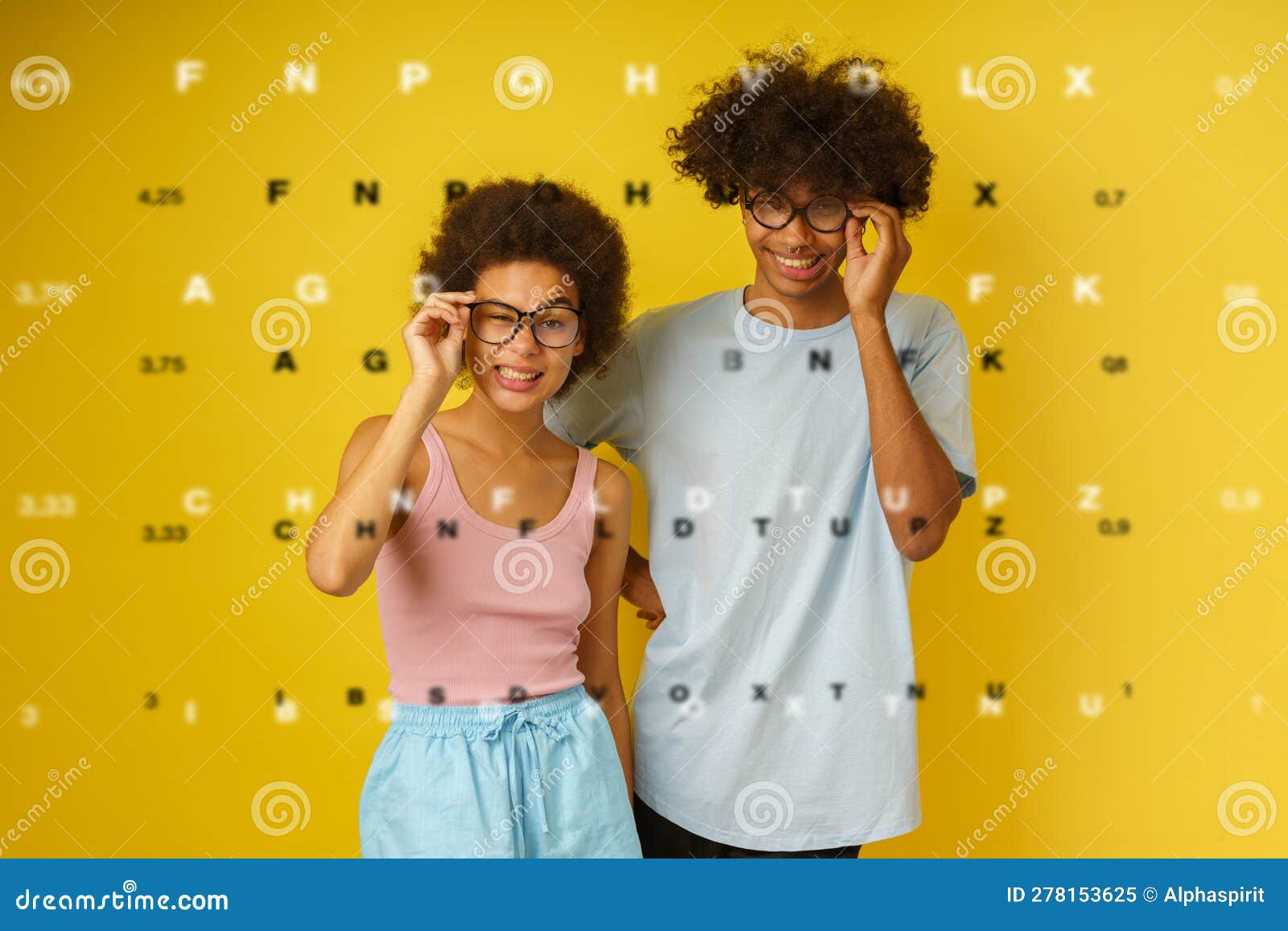Funny Couple Has Vision Problem with the Glasses Stock Image - Image of ...