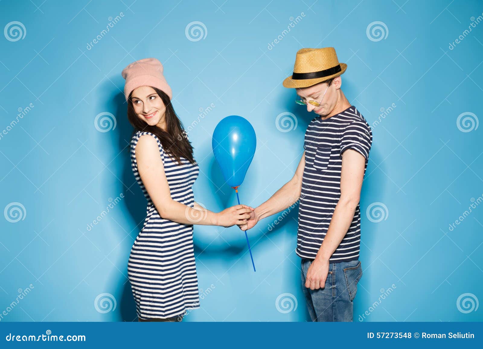 Funny Couple in Love with Balls the Studio Stock Photo - Image of ...