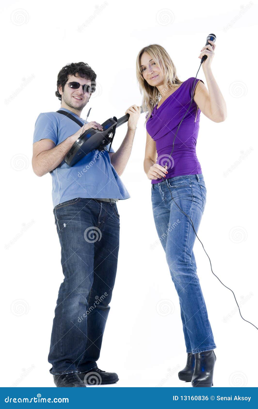 Funny couple playing music stock photo. Image of enjoyment - 13160836