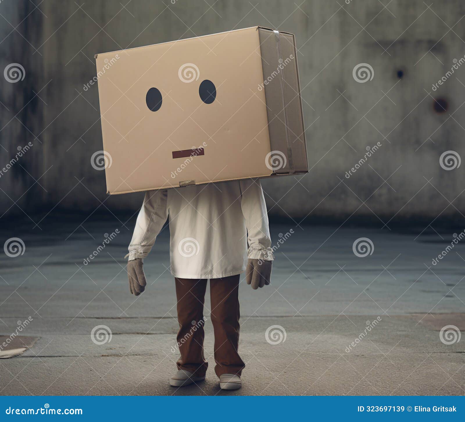 Funny Courier Packages, Cardboard Box Sad, Tired Sad Box, Stock Image ...