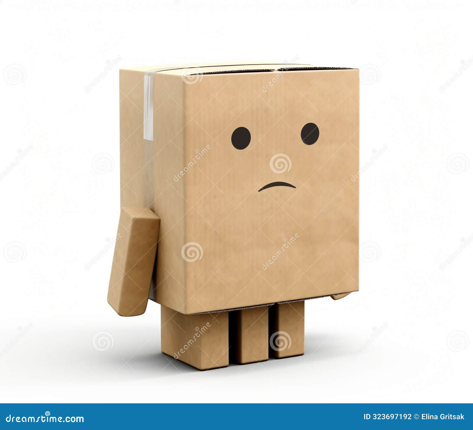 Funny Courier Packages, Cardboard Box Sad, Tired Sad Box, Stock Photo ...