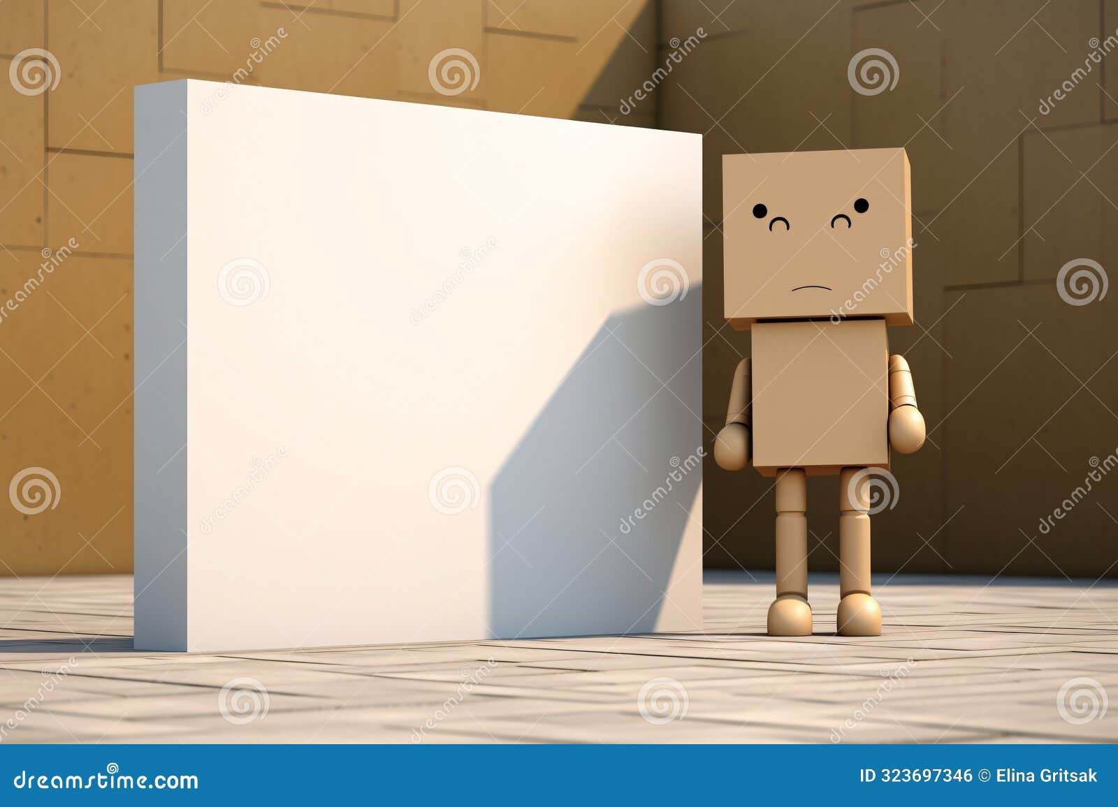 Funny Courier Packages, Cardboard Box Sad, Tired Sad Box, Stock Photo ...