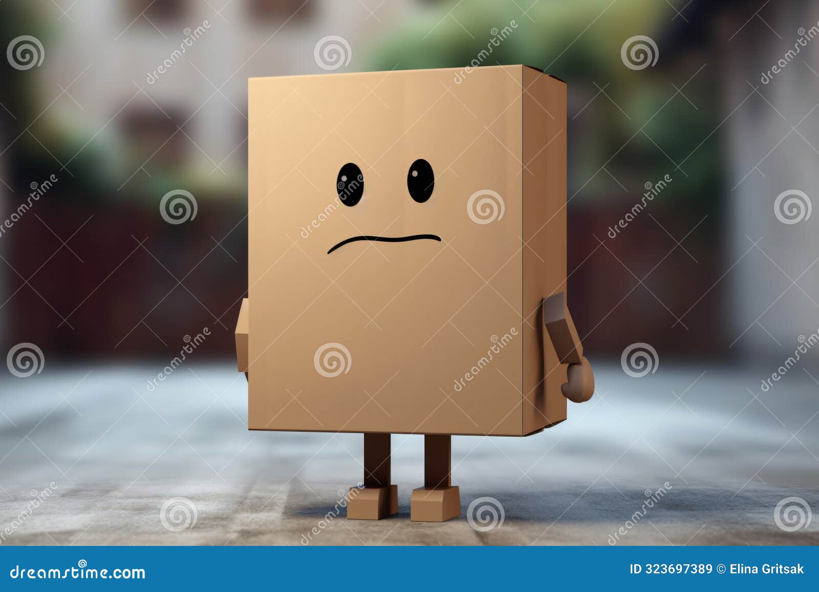 Funny Courier Packages, Cardboard Box Sad, Tired Sad Box, Stock Image ...
