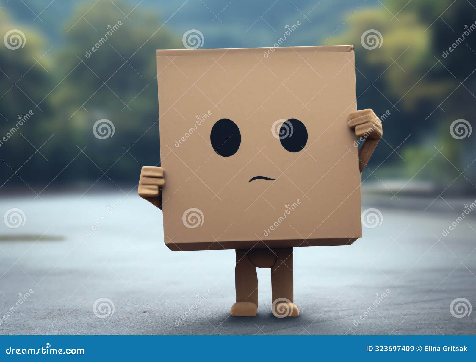 Funny Courier Packages, Cardboard Box Sad, Tired Sad Box, Stock Image ...