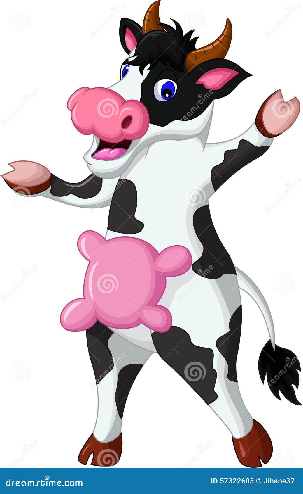 Funny Cow cartoon standing stock illustration. Illustration of funny ...