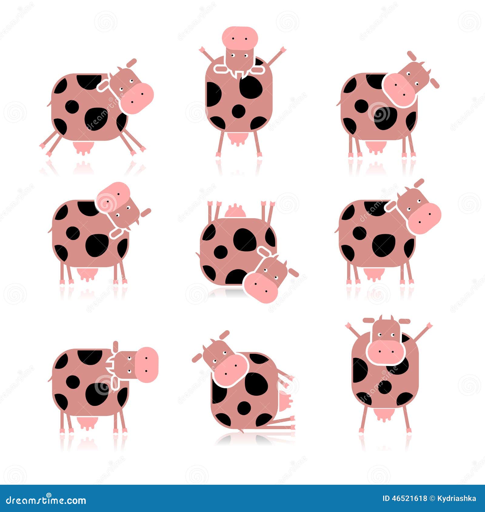 Funny Cow, Collection for Your Design Stock Vector - Illustration of ...