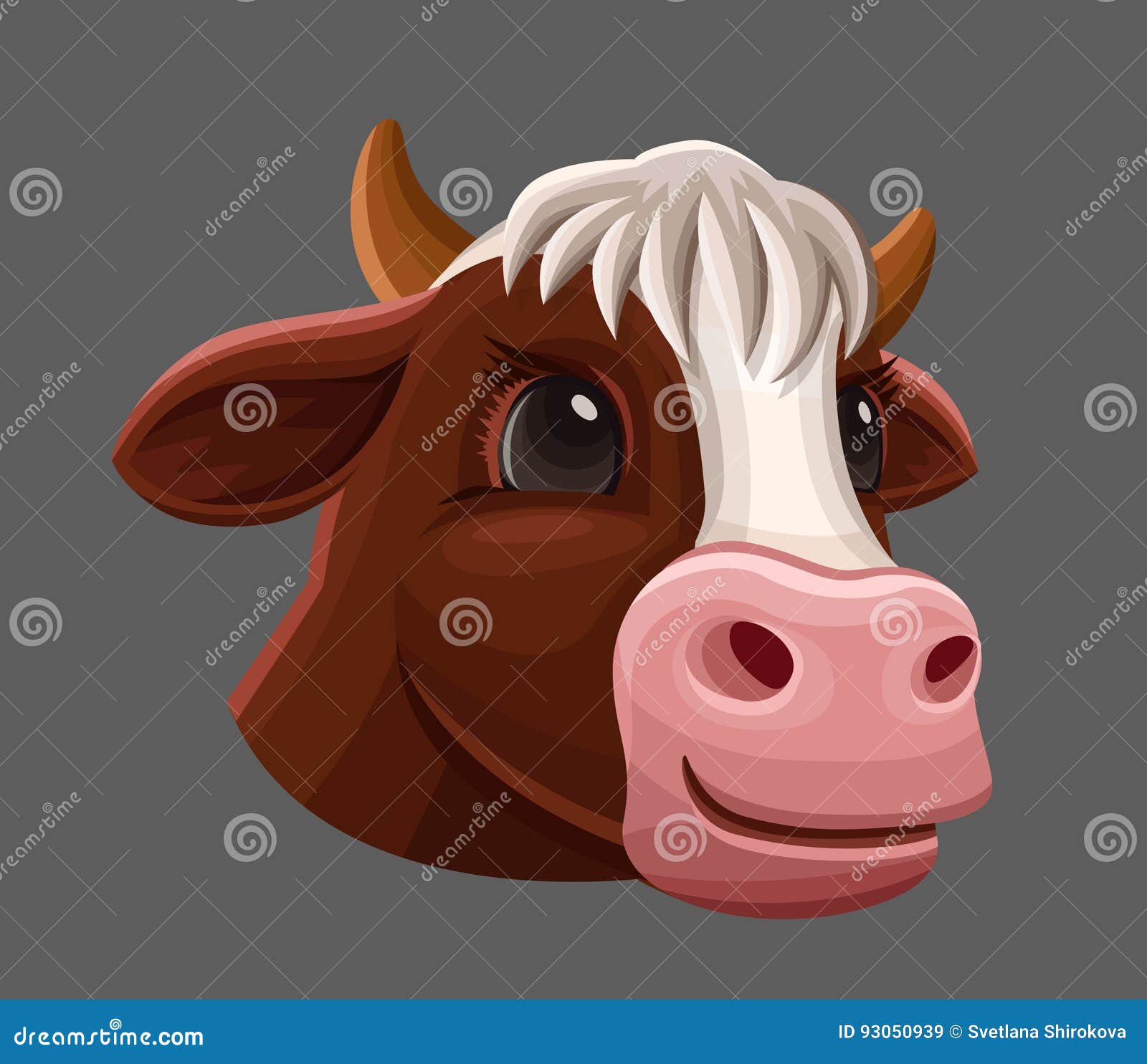 Funny Cow icon stock vector. Illustration of horn, cattle - 93050939