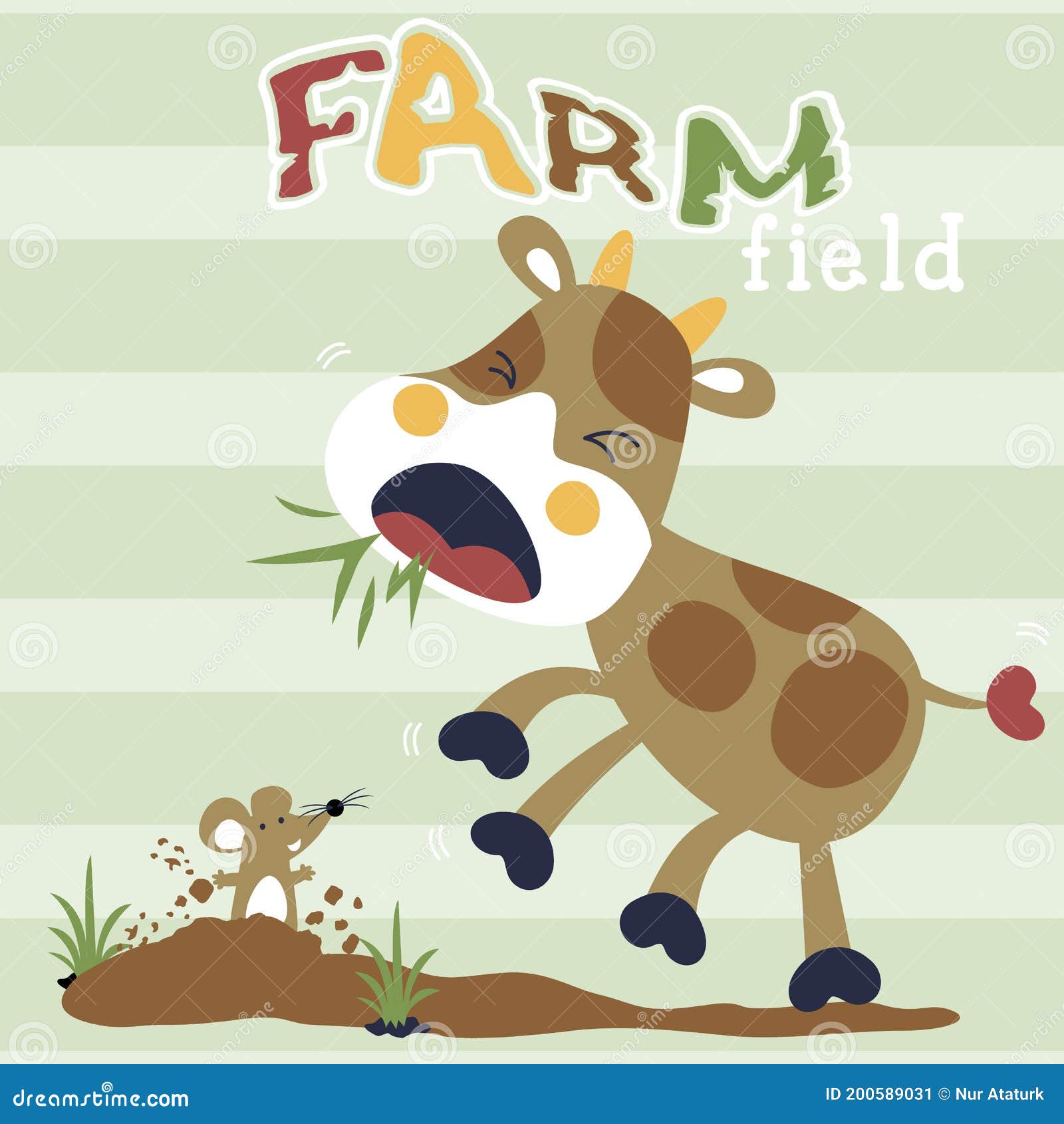 Cartoon of Funny Cow with a Little Mouse Stock Vector - Illustration of ...