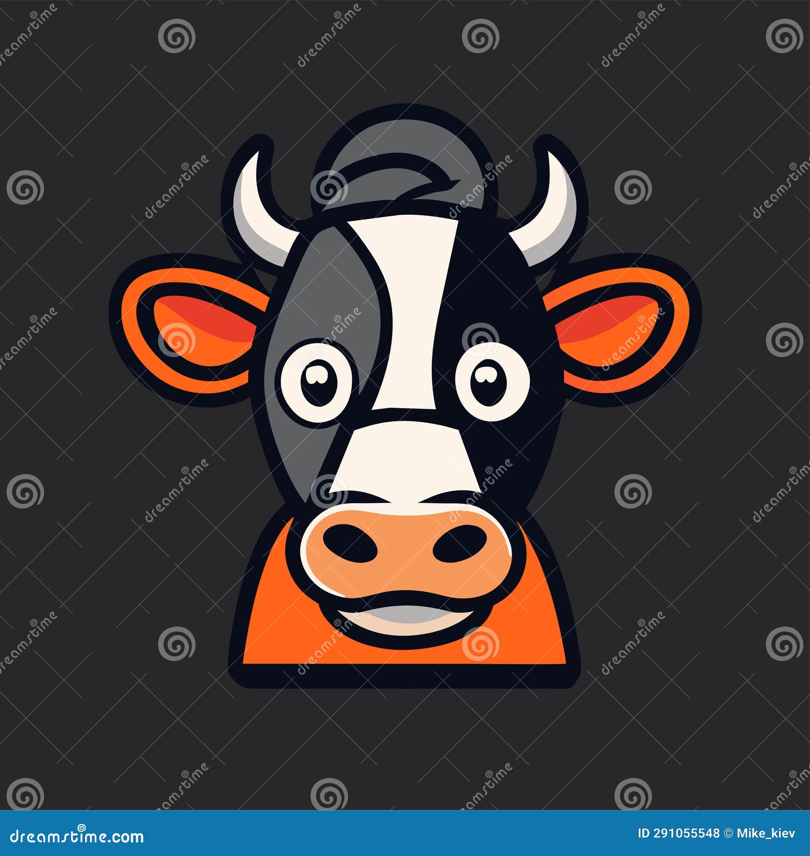 Funny cow logo stock illustration. Illustration of comic - 291055548