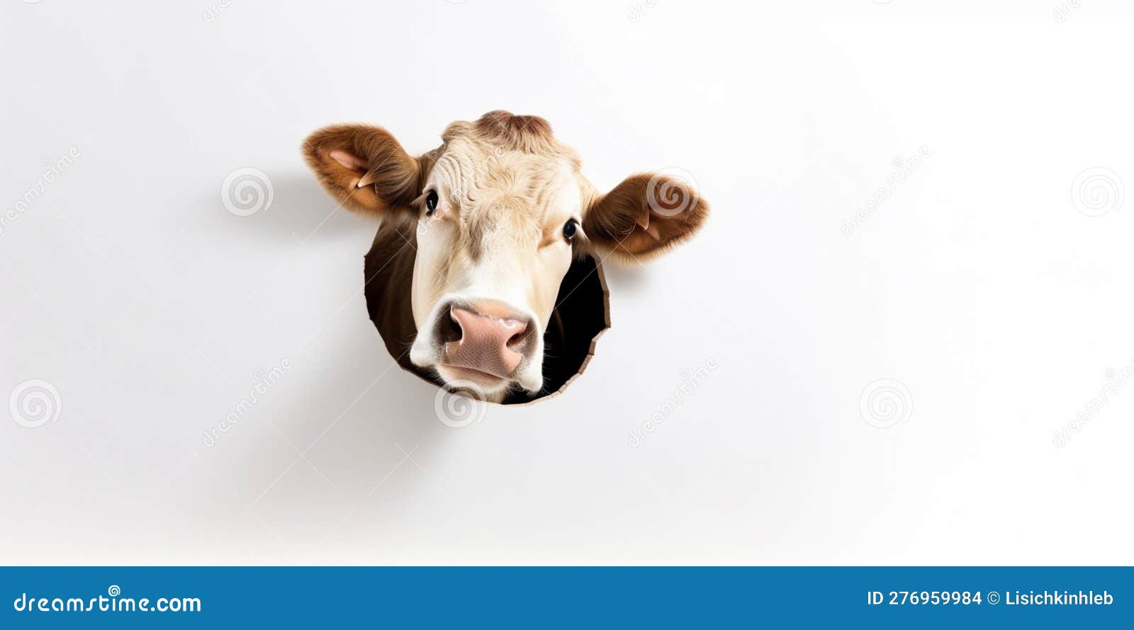 Funny Cow Looks into the Camera. Concept of Dairy or Meat Products ...