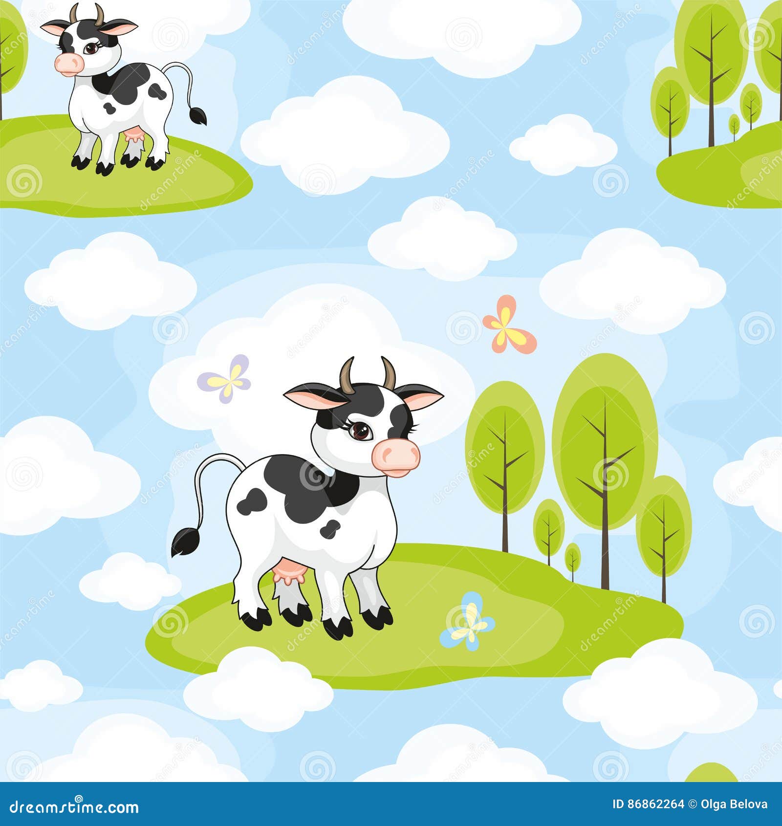 Funny cow pattern stock vector. Illustration of funny - 86862264