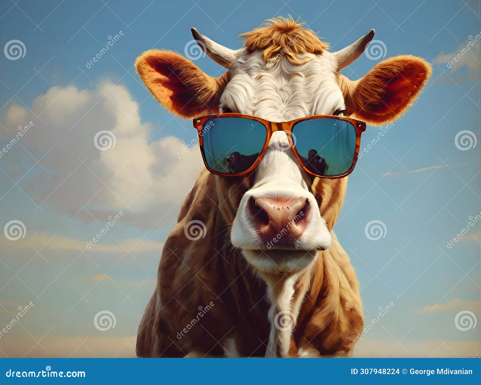 Funny Cow Portrait with Sunglasses Stock Illustration - Illustration of ...