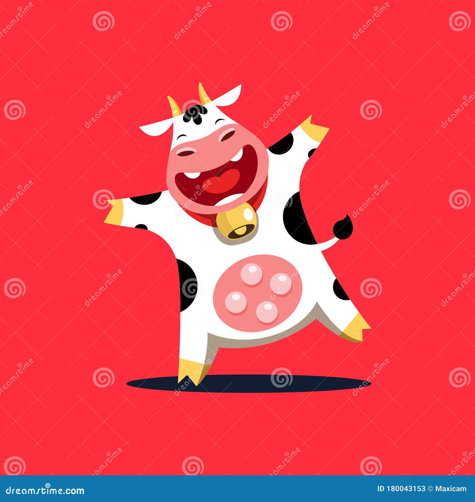 Funny Cow Who is Smiling and Dancing Stock Vector - Illustration of ...
