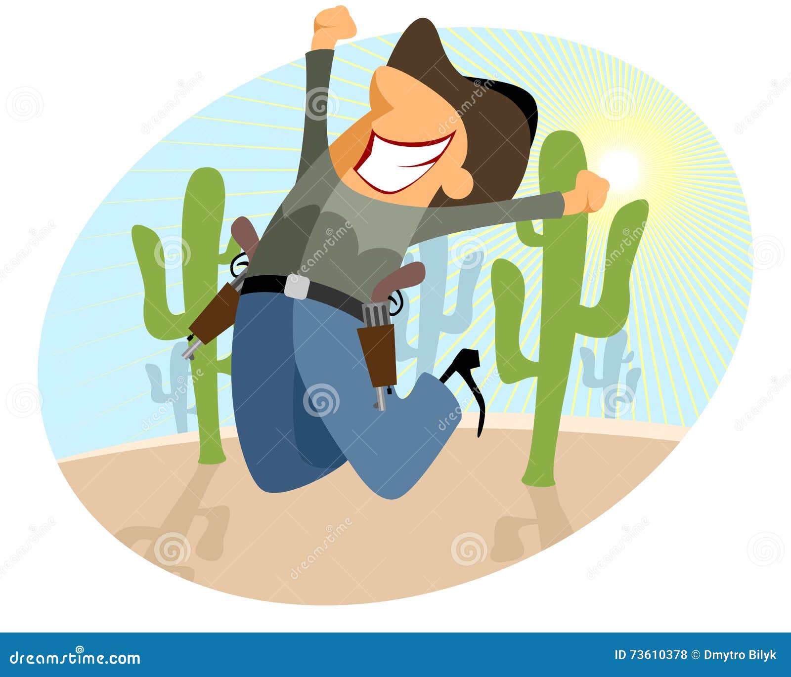 Funny Cowboy With A Drooping Gun. Royalty-Free Stock Image ...