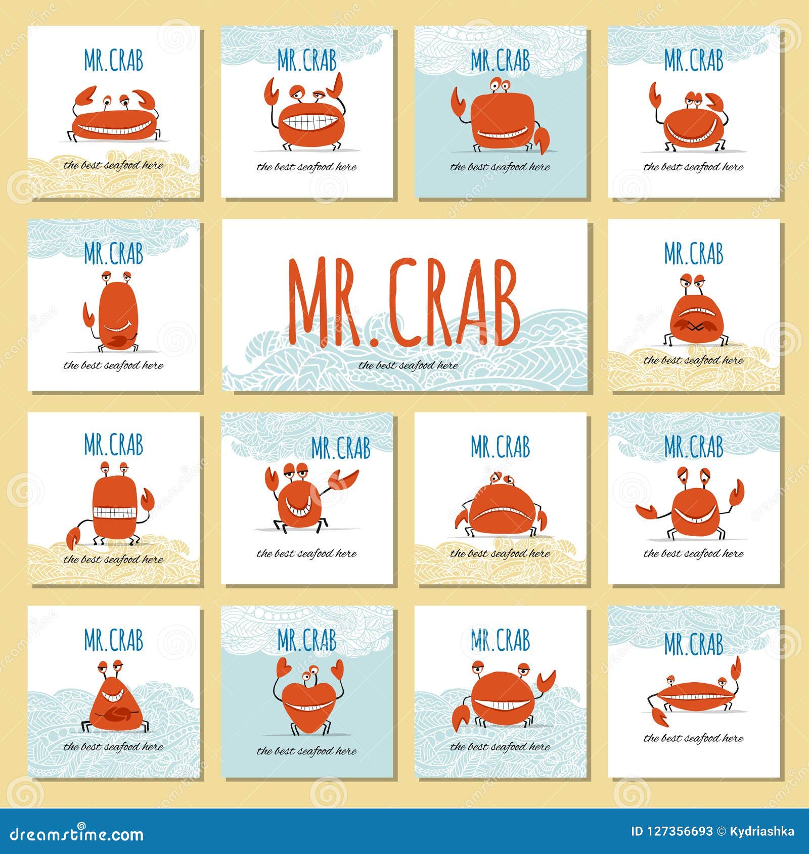 Funny Crab, Banner Set for Your Design Stock Vector - Illustration of ...