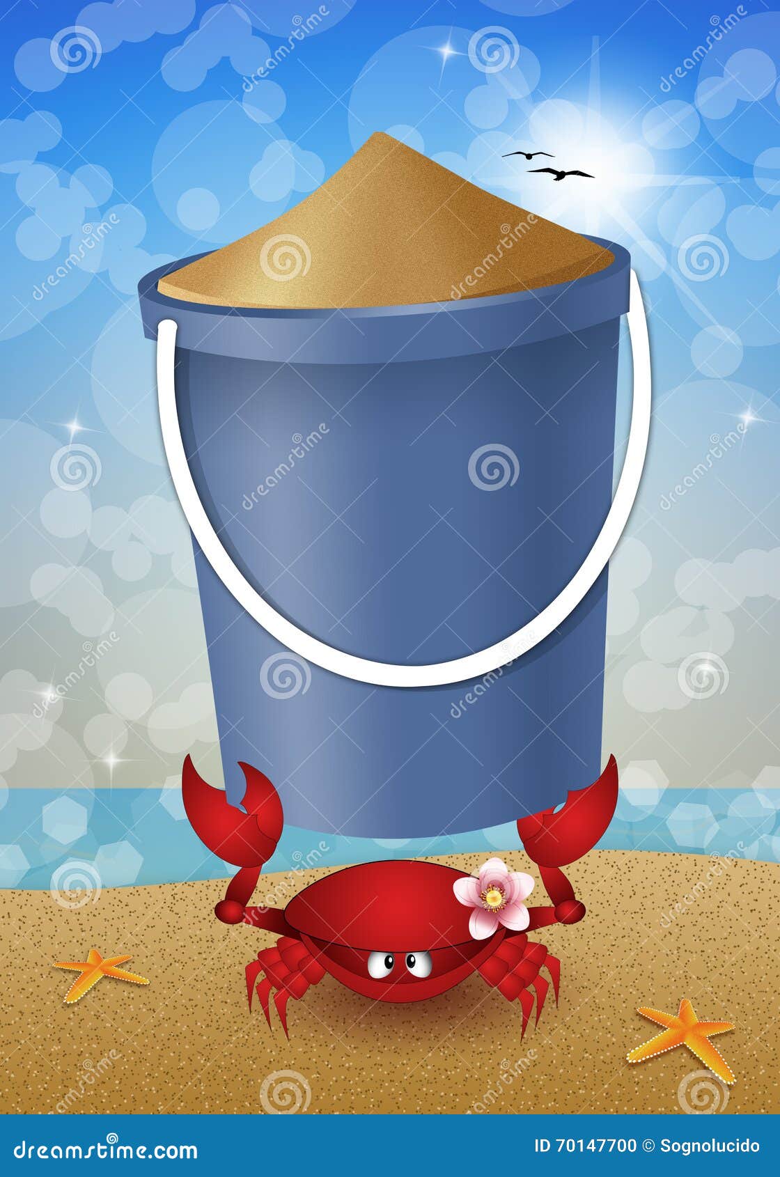 Funny Crab with Bucket Sand Stock Illustration - Illustration of ...